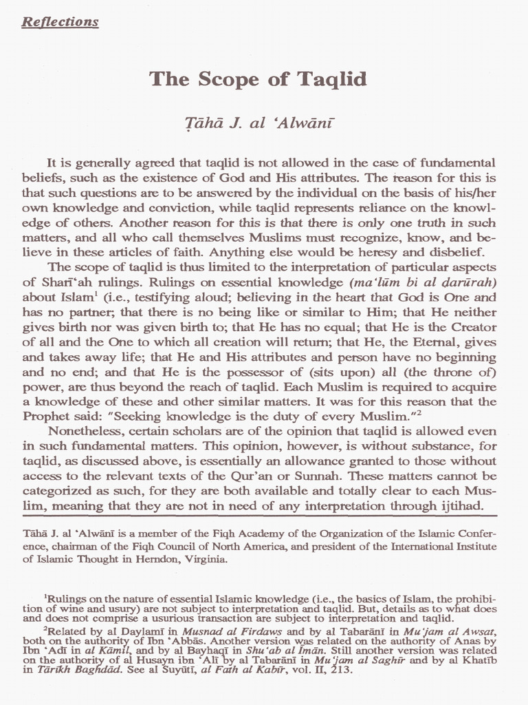 The Scope of Taqlid | PDF