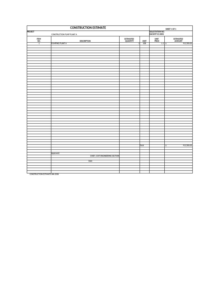 Ufc 3 740 05 2022 Cost Estimate Forms | PDF