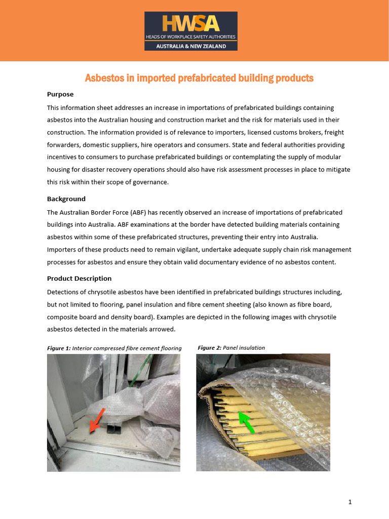 HWSA IMAWG - Information Sheet - Asbestos in Prefabricated Buildings ...