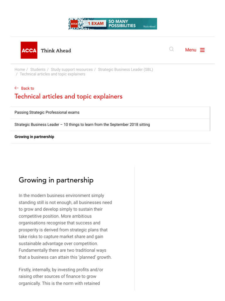 Growing in Partnership - ACCA Global | PDF
