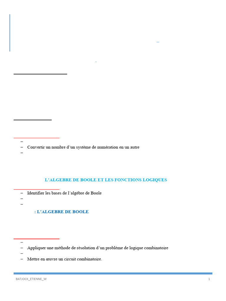 CIRCUITS NUMERIQUES PF3 - Contenu 3 - Les Systèmes Combinatoires Et ...