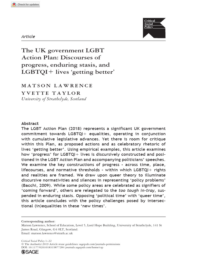 Lawrence - (2019) - The UK Government LGBT Action Plan - Discourses of ...