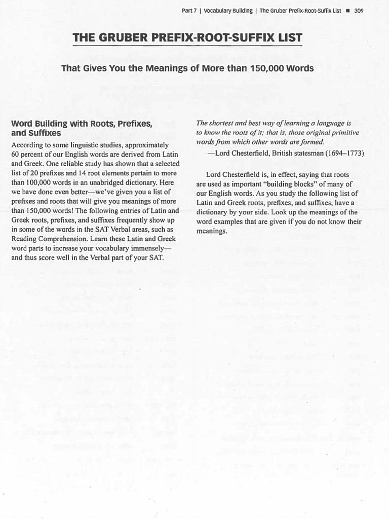 Gruber SAT Prefixes and Roots | PDF