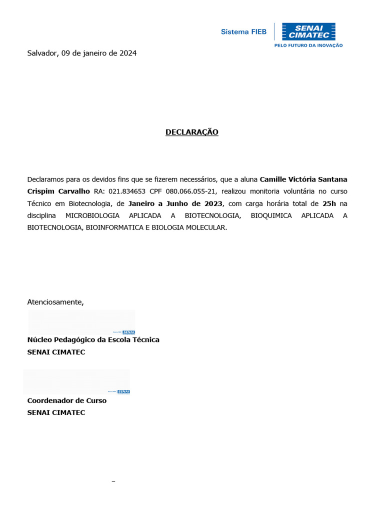 Proposta - Declaração de Monitor - Camille Victória Santana Crispim ...