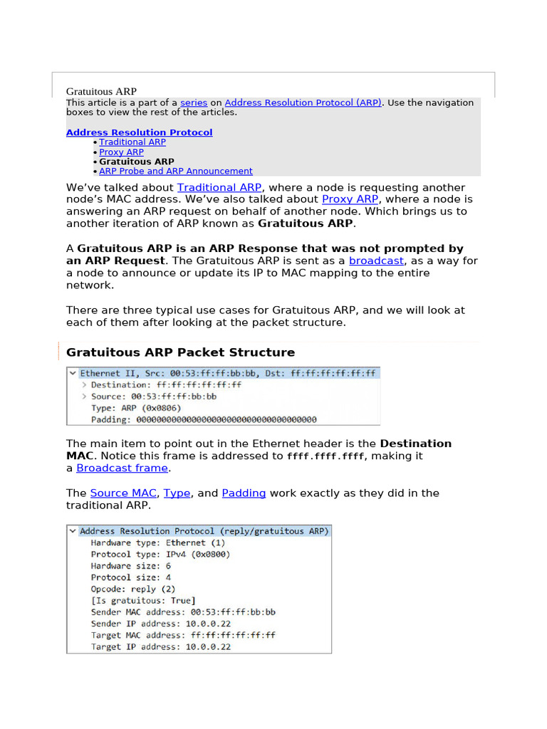 Gratuitous ARP | PDF