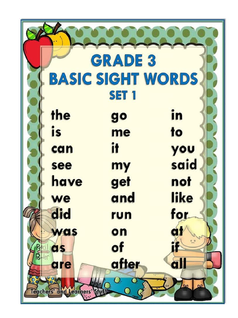 Basic Sight Words Grade 3 | PDF