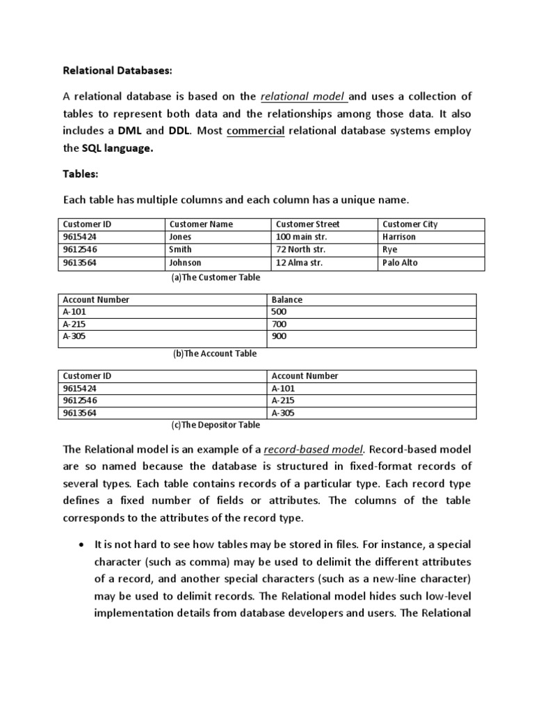 Overview of Relational Databases | PDF | Relational Database ...