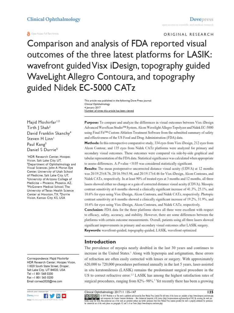 Comparison and Analysis of FDA Reported Visual Out | PDF