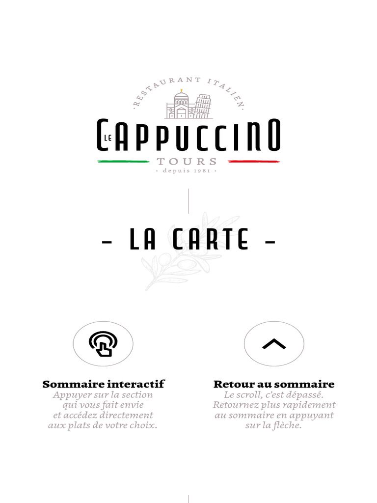 Menu Restaurant Cappuccino | PDF