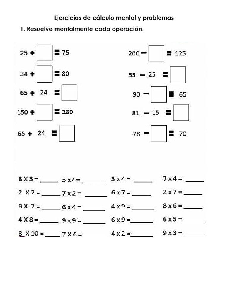 Cuadernillo de Cálculo Mental | PDF
