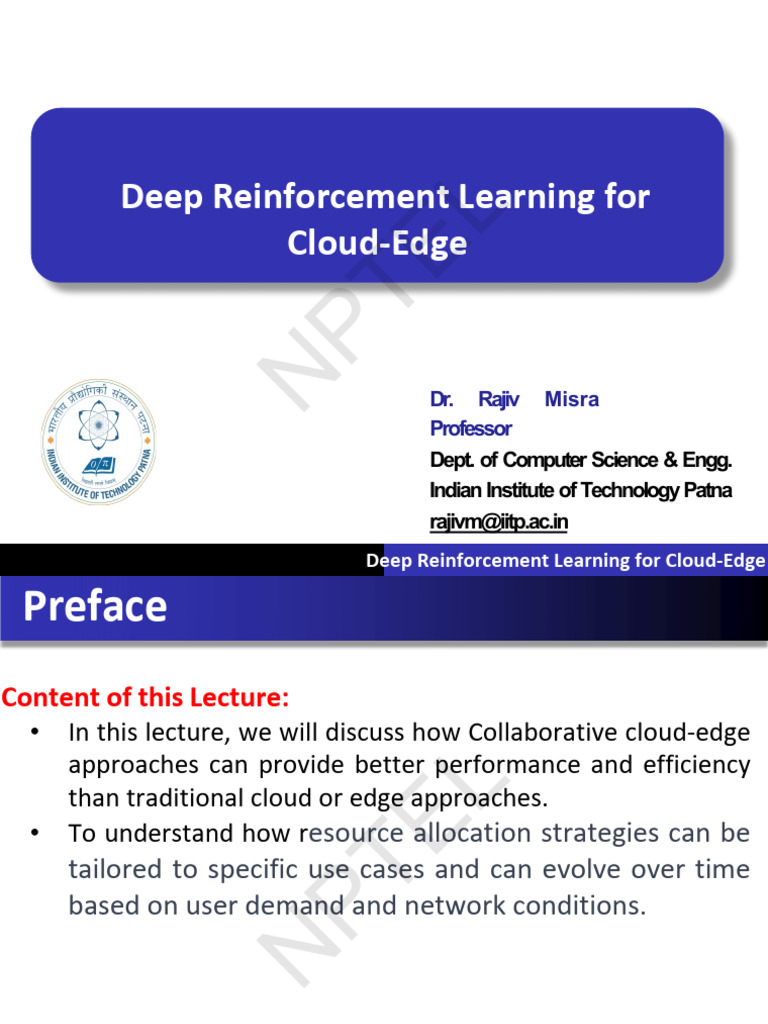 Deep Reinforcement Learning For Cloud-Edge: Nptel | PDF