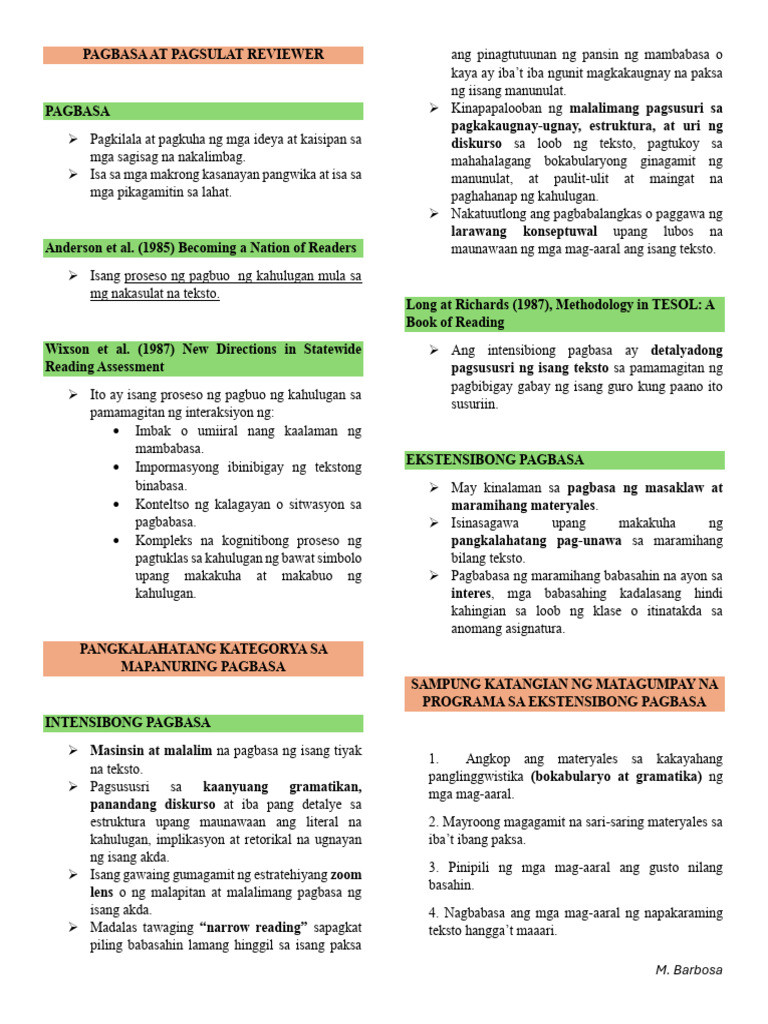 Pagbasa at Pagsulat 3rd Quarter Lessons | PDF