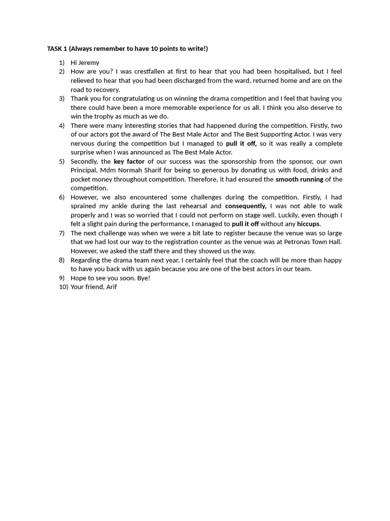 TASK 1 EMAIL SAMPLE For MUET | PDF