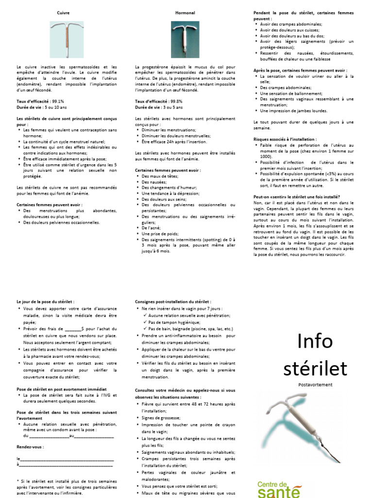 Depliant Sterilet Postavortement | PDF