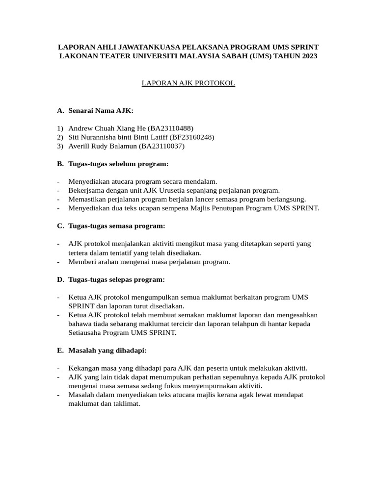 Laporan Ums Sprint-1 | PDF