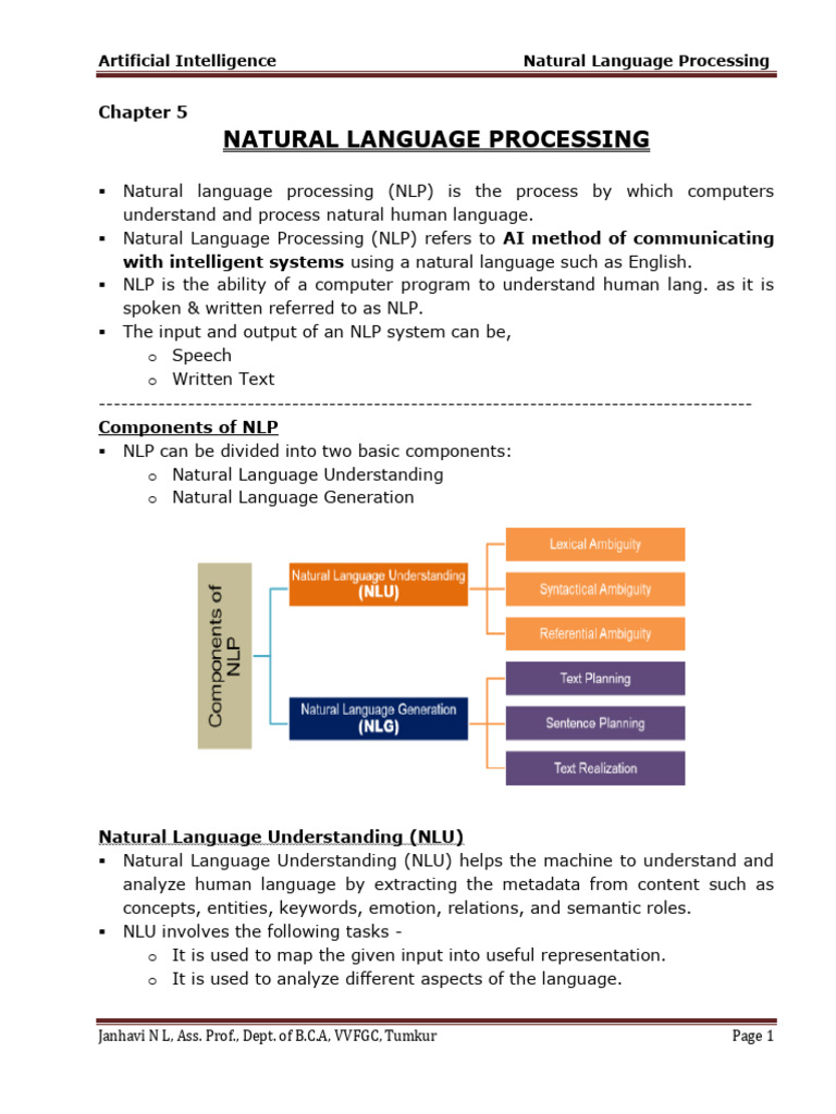 Basics of Natural Langiage Processors AI | PDF