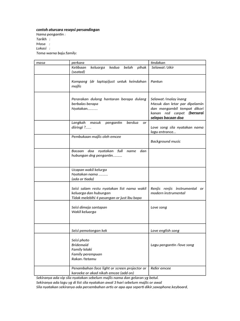 Aturacar Contoh Resepsi (3) (1) (1) 2 | PDF