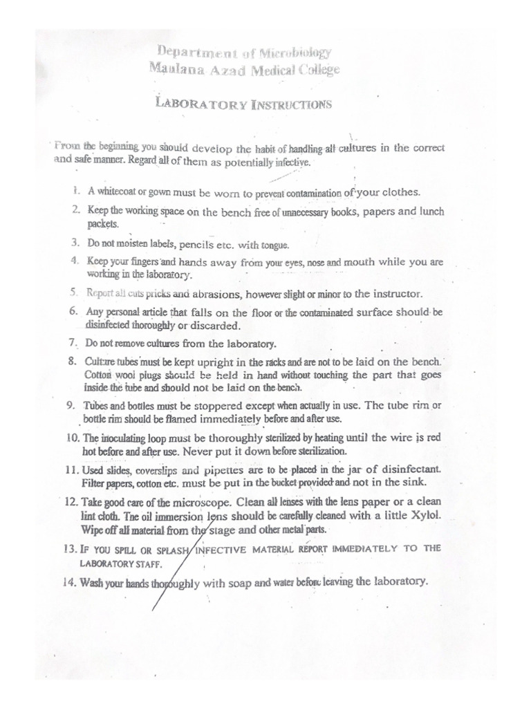Laboratory Instructions Microbiology | PDF