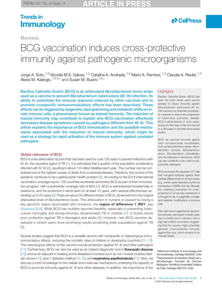 BCG Vaccination Induces Cross-Protective | PDF