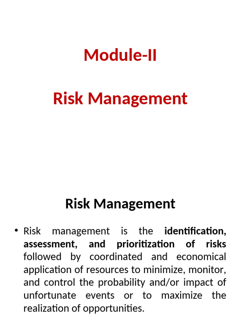 Module II Risk Management | PDF