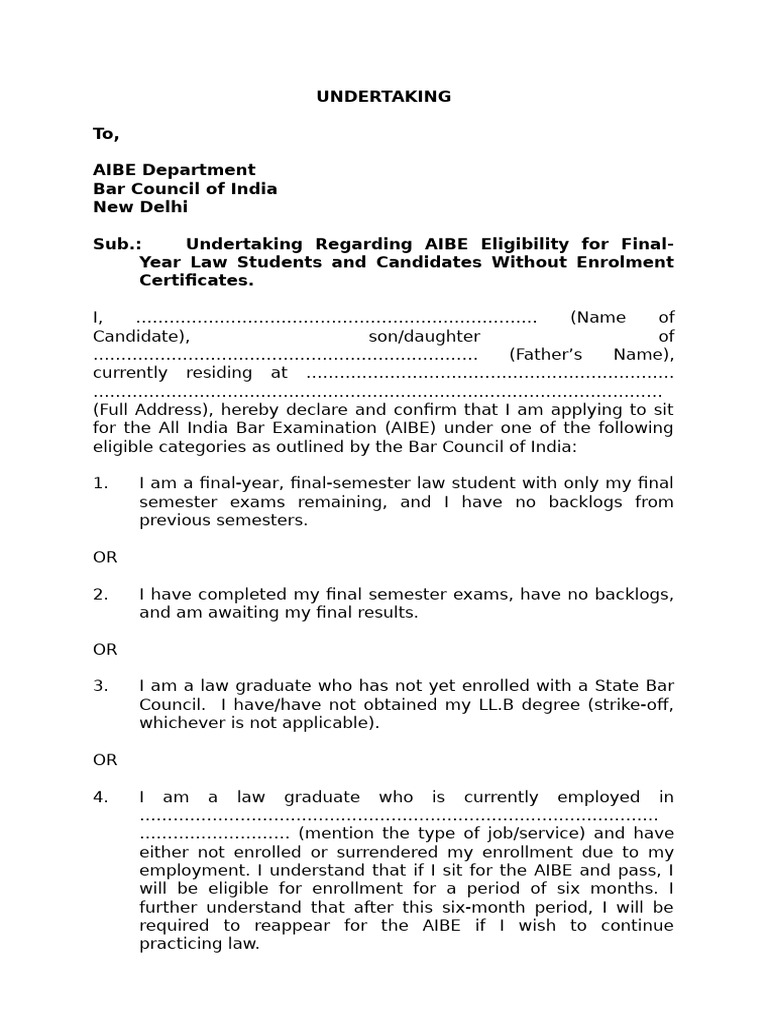 Undertaking Aibe 19 | PDF