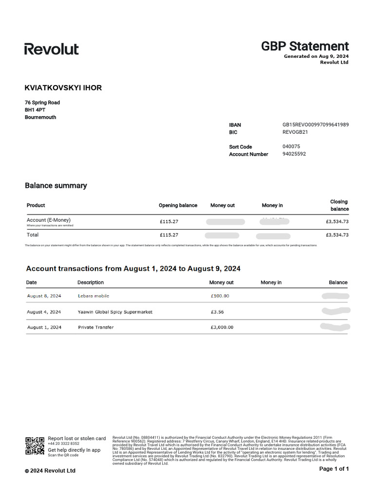 Revolut Statement (1) | PDF