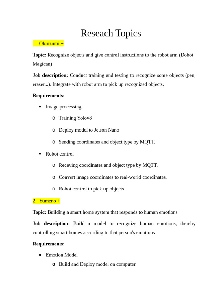 Reseach Topics | PDF