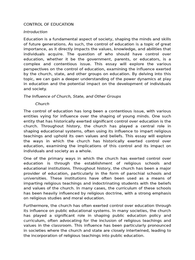 Control of Education | PDF