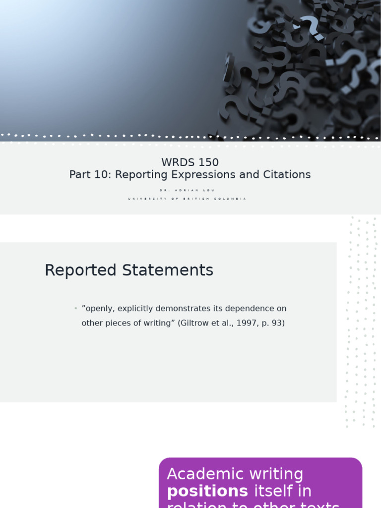 11) Reporting Expressions | PDF