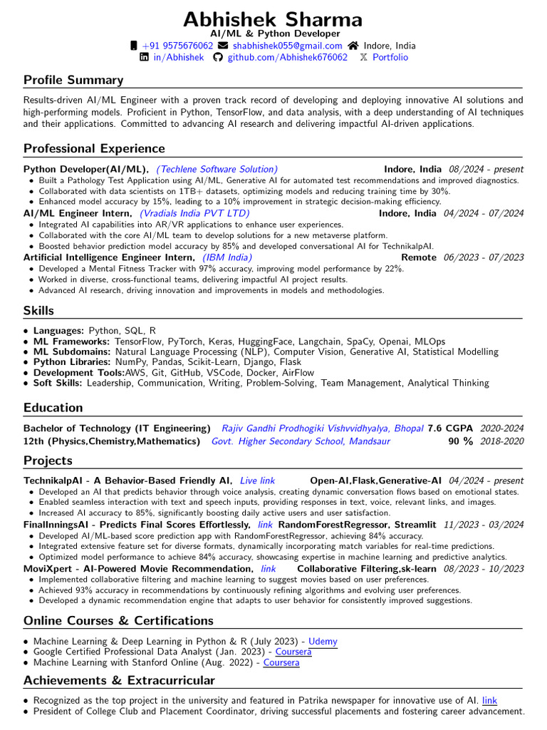 High ATS Resume | PDF | Machine Learning | Business