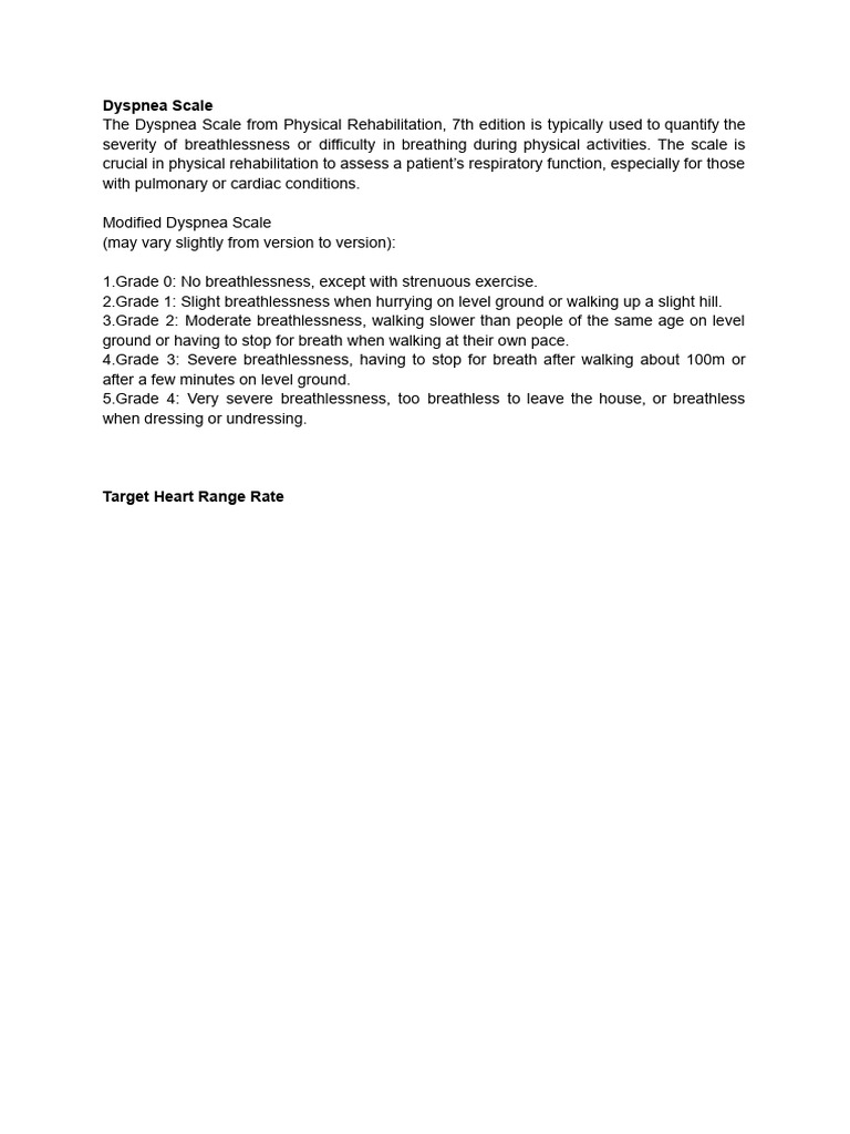 Group 2 Dyspnea Scales Target Heart Range Rate | PDF