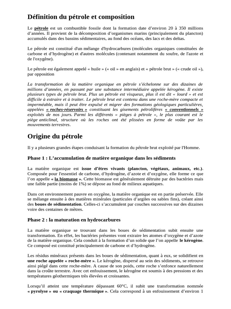 Définition Du Pétrole Et Composition | PDF