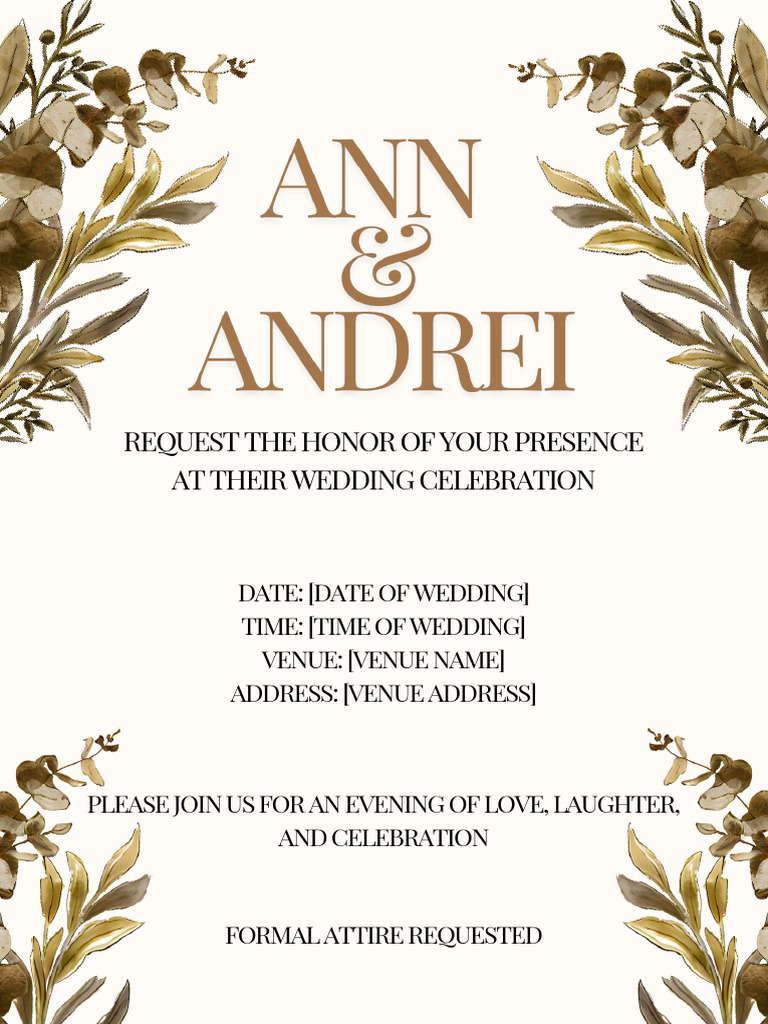 Request The Honor of Your Presence at Their Wedding Celebration | PDF
