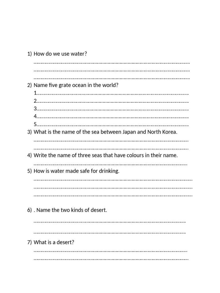 Geography Exam Grade 5 | PDF