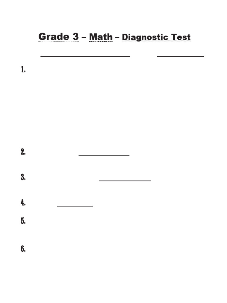 Placement Test Math Grade 3 | PDF Placement Test Math Grade 3 | PDF