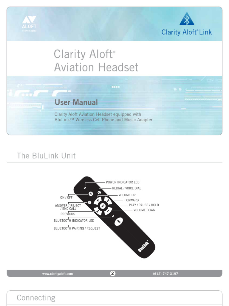 New Clarity Aloft Link Manual | PDF | Bluetooth | Telephone Call