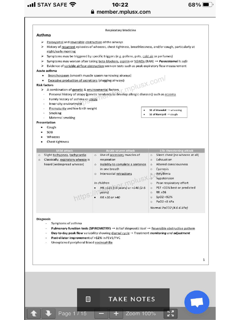 Respiratory Notes | PDF