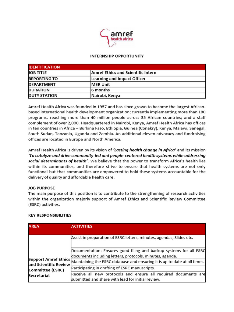 Job Advert ESRC Intern | PDF