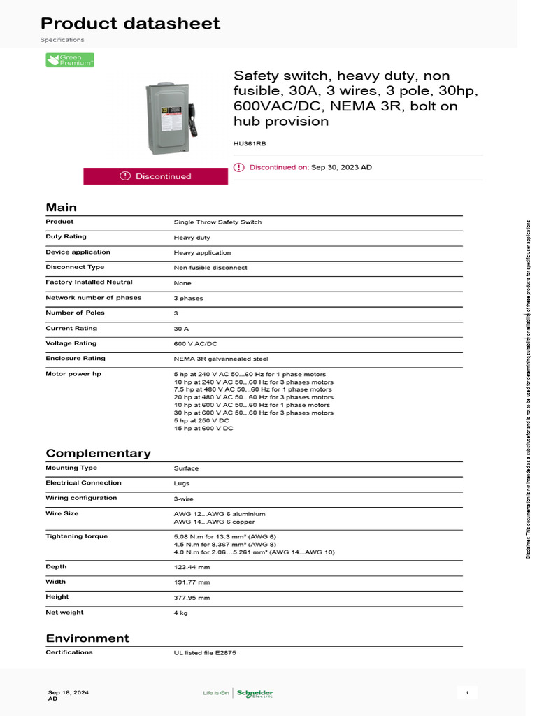 Schneider Electric_Heavy-Duty-Safety-Switch_HU361RB | PDF