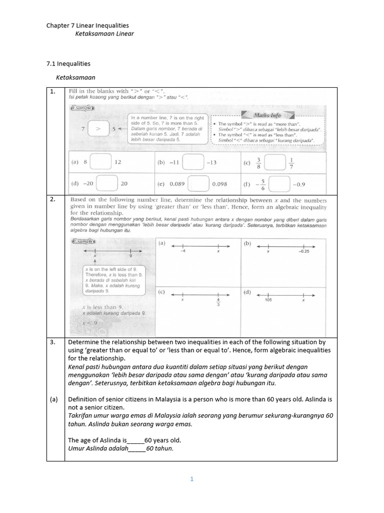 7.linear Inequalities | PDF