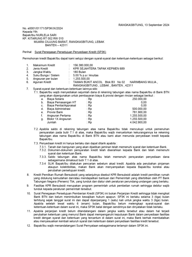 SP3K Nurlela Sari | PDF