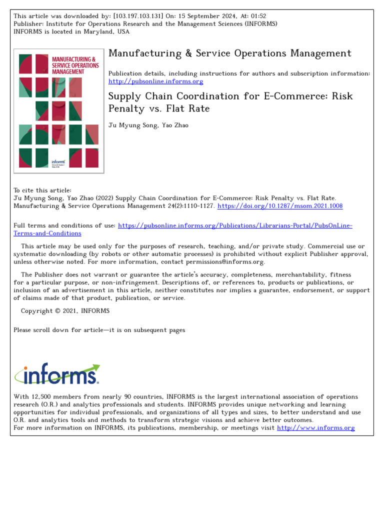 Manufacturing & Service Operations Management | PDF