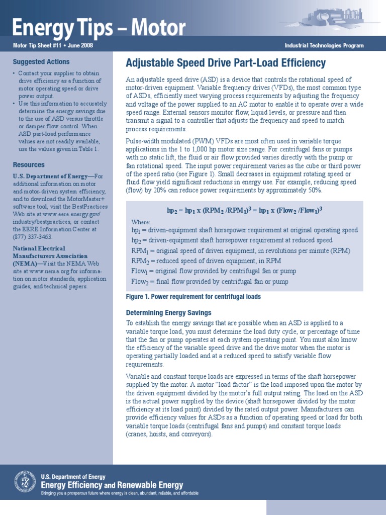 Adjustable Speed Drive Part-Load Efficiency | Download Free PDF | Engines | Power (Physics)