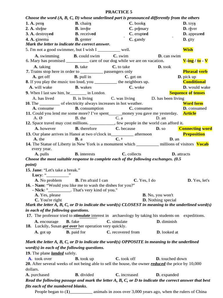 Grade 9 PRACTICE 5 | PDF