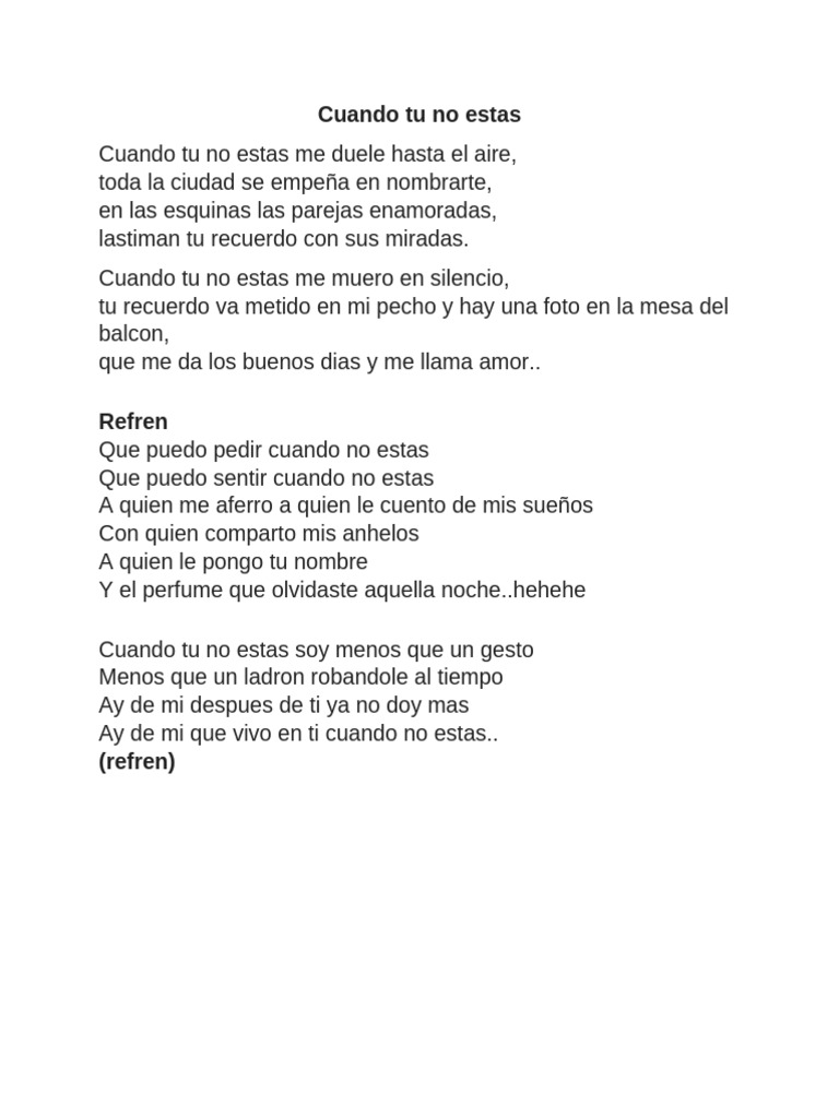 Cuando Tu No Estas | PDF