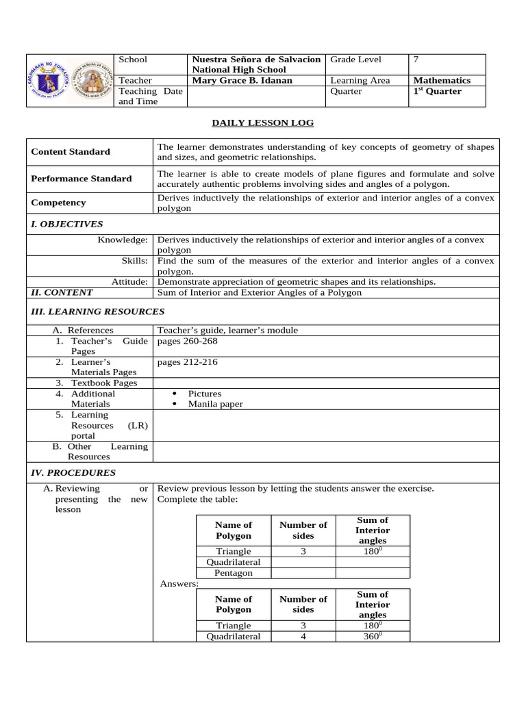 DLL Math 7 W1D5 | PDF