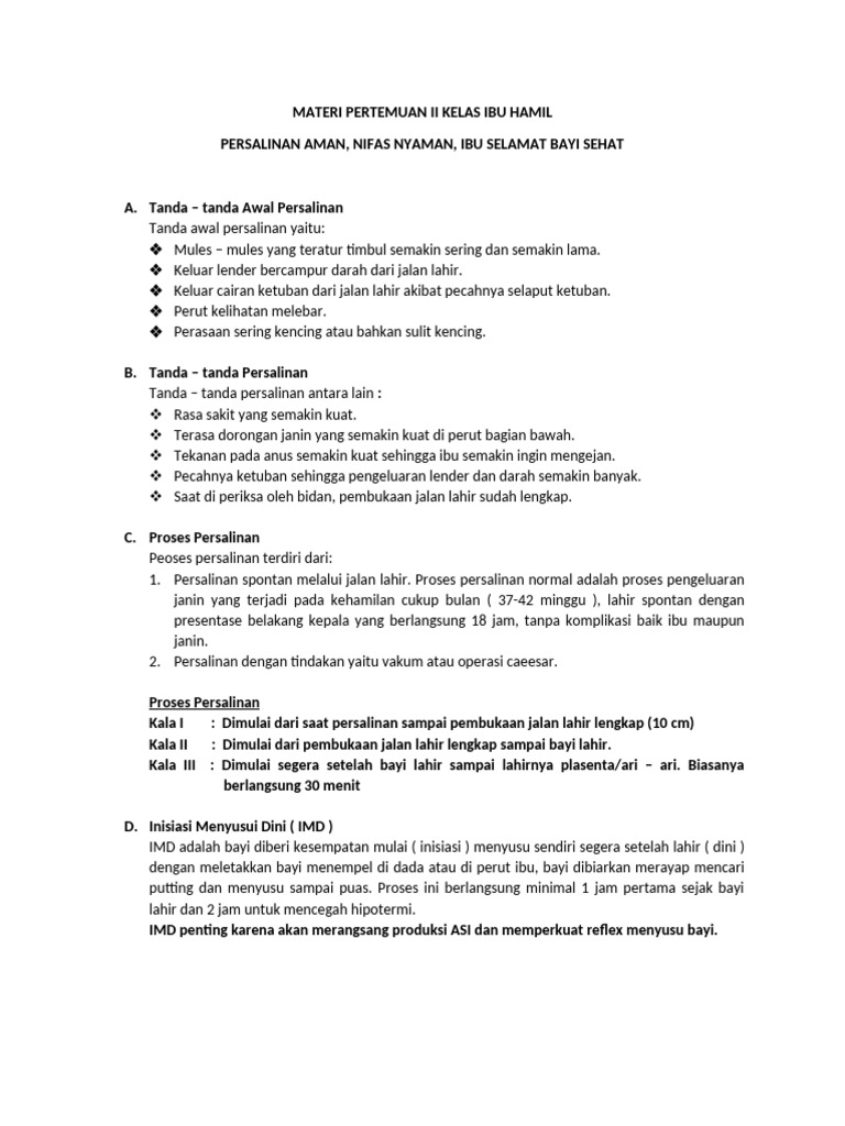 Materi Pertemuan Ii Kelas Ibu Hamil | PDF