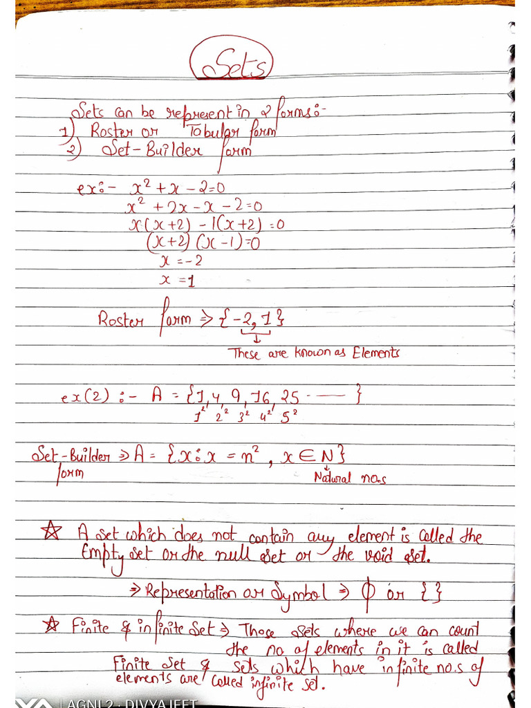 Sets Class 11th Short Notes | PDF