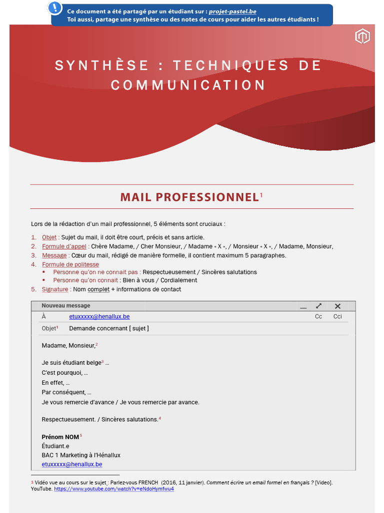 Synthèse - Techniques de Communication | PDF
