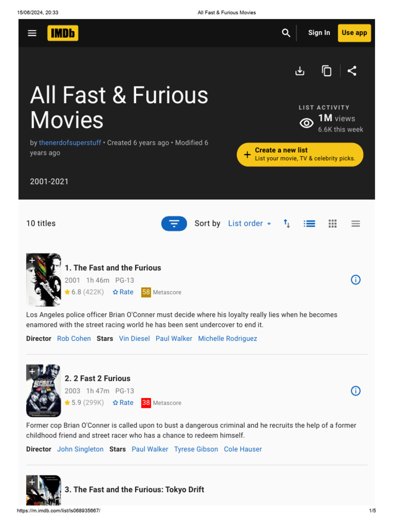 All Fast & Furious Movies | PDF